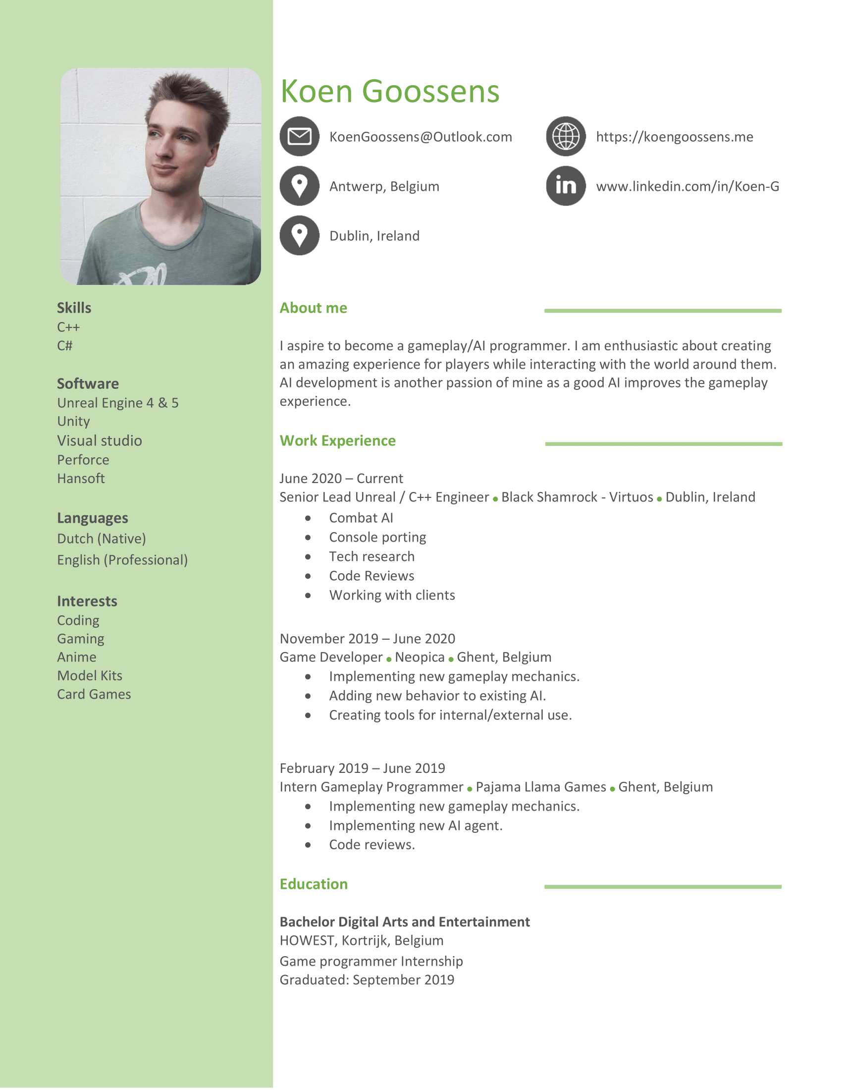 Resume – Goossens Koen